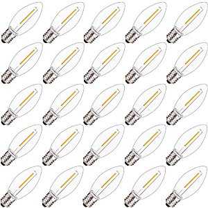 BORT 25 Pack C9 LED Replacement Light Bulb, C9 LED Bulbs for Christmas Outdoor String Lights, E17 Intermediate Base, Commercial Grade Holiday Bulbs Warm White 2700K