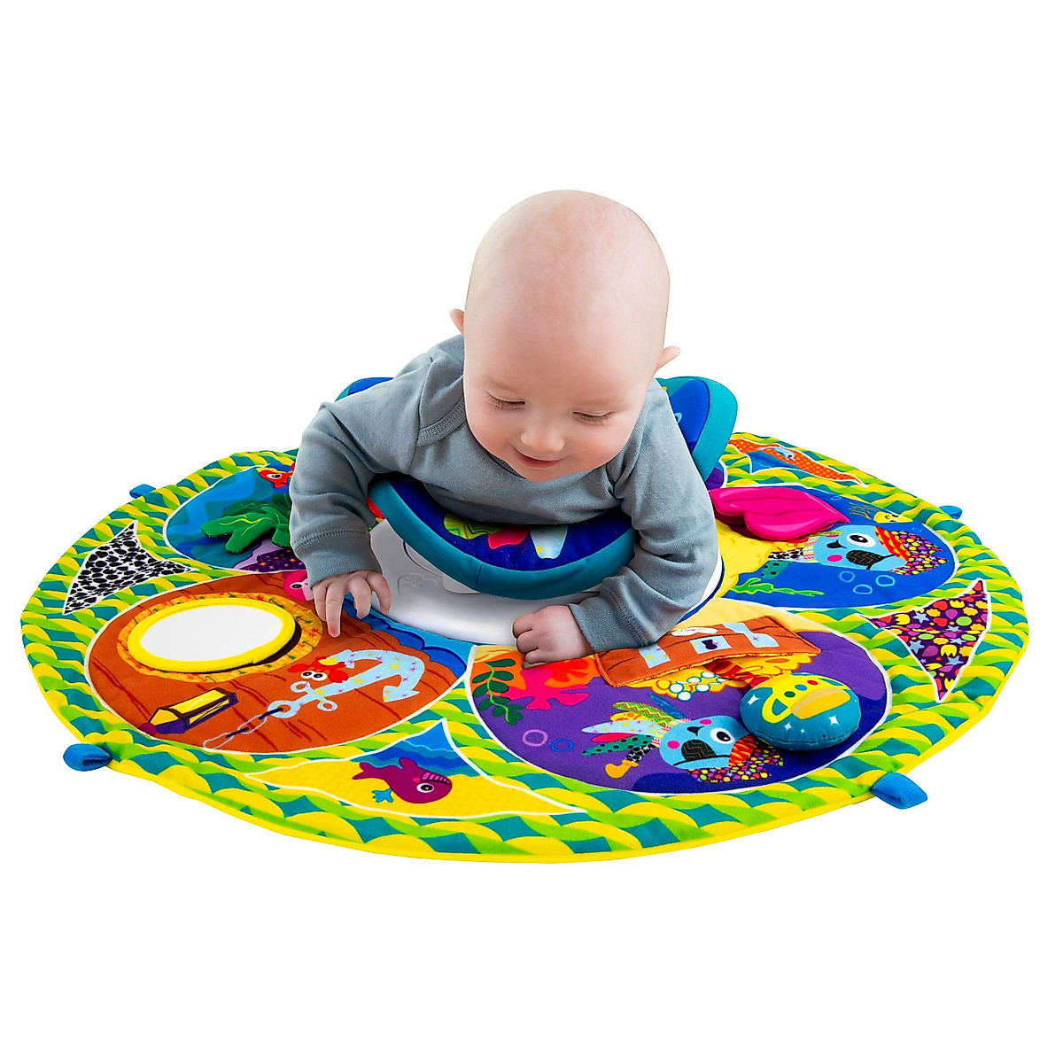 LAMAZE Spin and Explore Baby Gym and Tummy Time Baby Play Mat, Multi