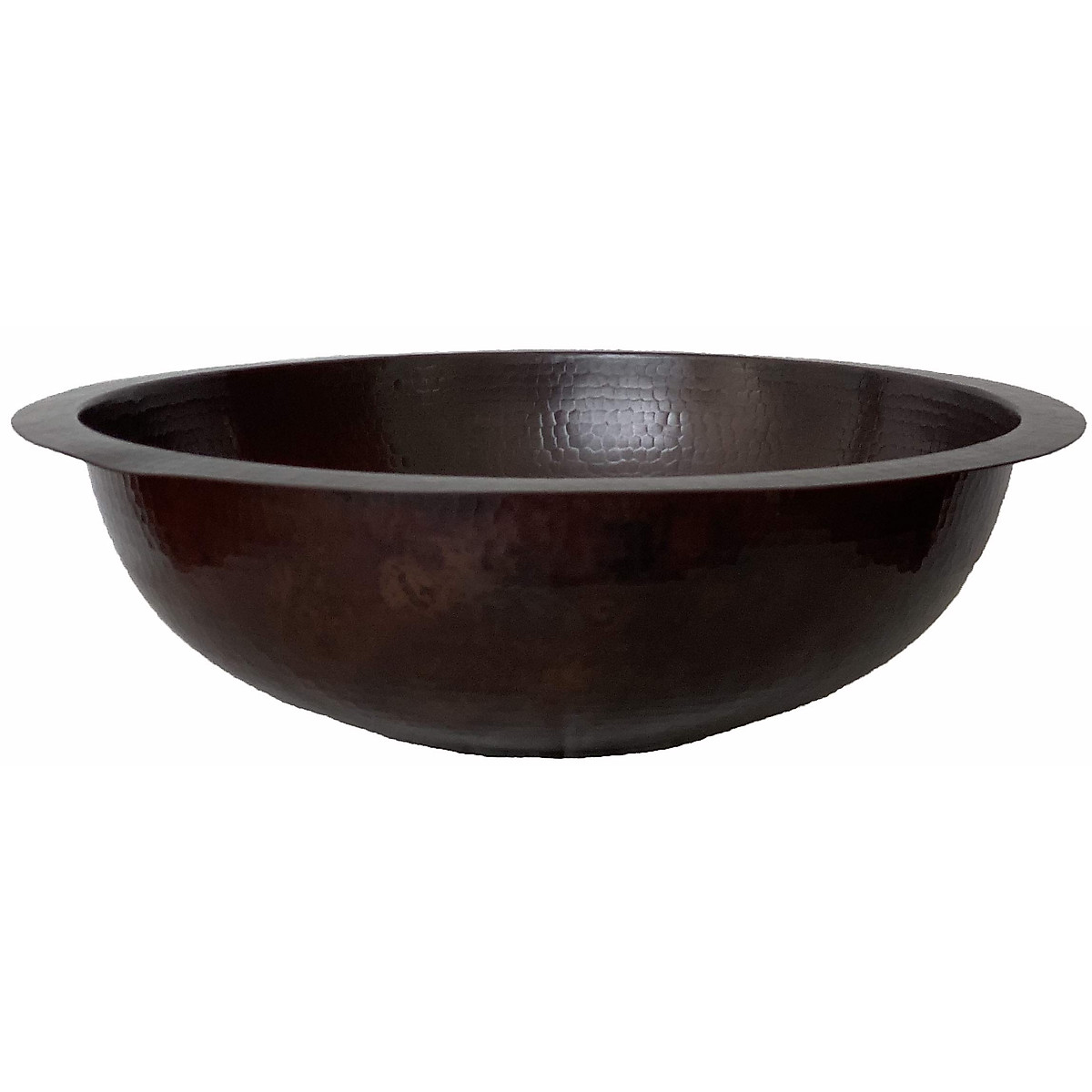 18" Round Copper Bathroom Sink Mexican Copper Bath Sink Pure Copper Hand Hammered Dual Mount Dark CPS07