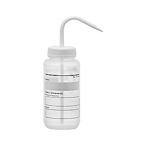 EISCO Chemical Wash Bottle, Blank Labels, 500ml - Wide Mouth, Self Venting, Low Density Polyethylene - Performance Plastics Labs
