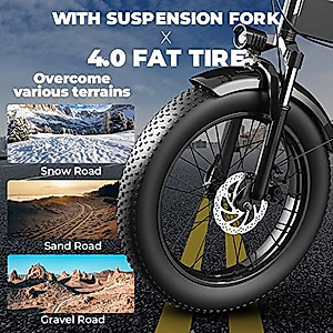 Electric Bike 20 x 4.0inch Fat Tire for Adults,55Miles Long Range, 500W Upgraded Motor Foldable Electric Mountain Bike,Colorful LCD Display, 7 Speed Front Suspension Electric Bicycle