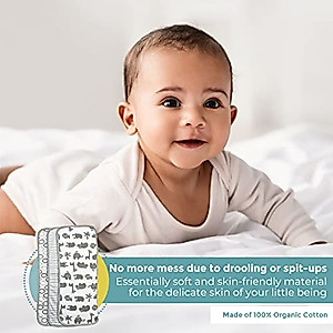 Spasilk Baby 3 Pack 100% Cotton Burp Cloths for Newborn Boys and Girls, Gray Animals, One Size