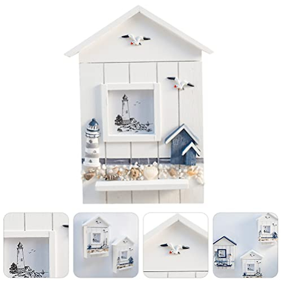 LIFKOME Mediterranean Style Key Cabinet Wood Nautical Style Wall Mounted Wooden Key Holder Storage Box Cabinet Wooden Key Box Wall Mount Hanging Decorative Handmade Key Holder Home Decor