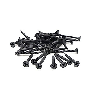 IMSCREWS Drywall Screws, #7 x 1-3/8 Inch Phillips Flat Wood Screws 200pcs, Fine Thread Black Phosphate, Self-Tapping Carbon Steel Interior Screws for Timber MDF Sheetrock