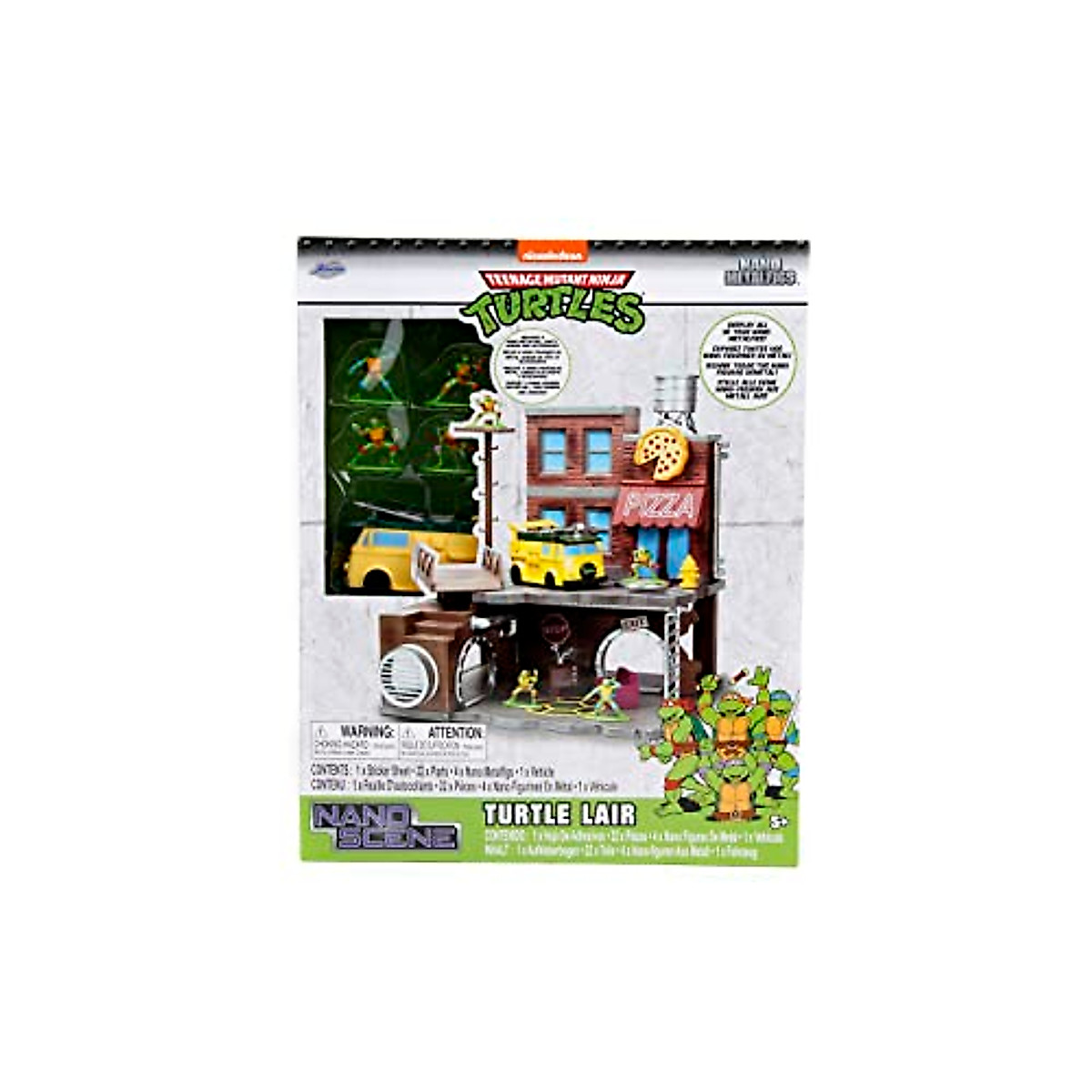Teenage Mutant Ninja Turtles Turtle Lair Nano Scene w/ 1.65" Die-Cast Collectible Figures, Toys for Kids and Adults