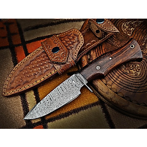 TR-1168 Custom Handmade Damascus Steel 10 Inches Tactical Knife - Perfect Grip Rose wood Handle