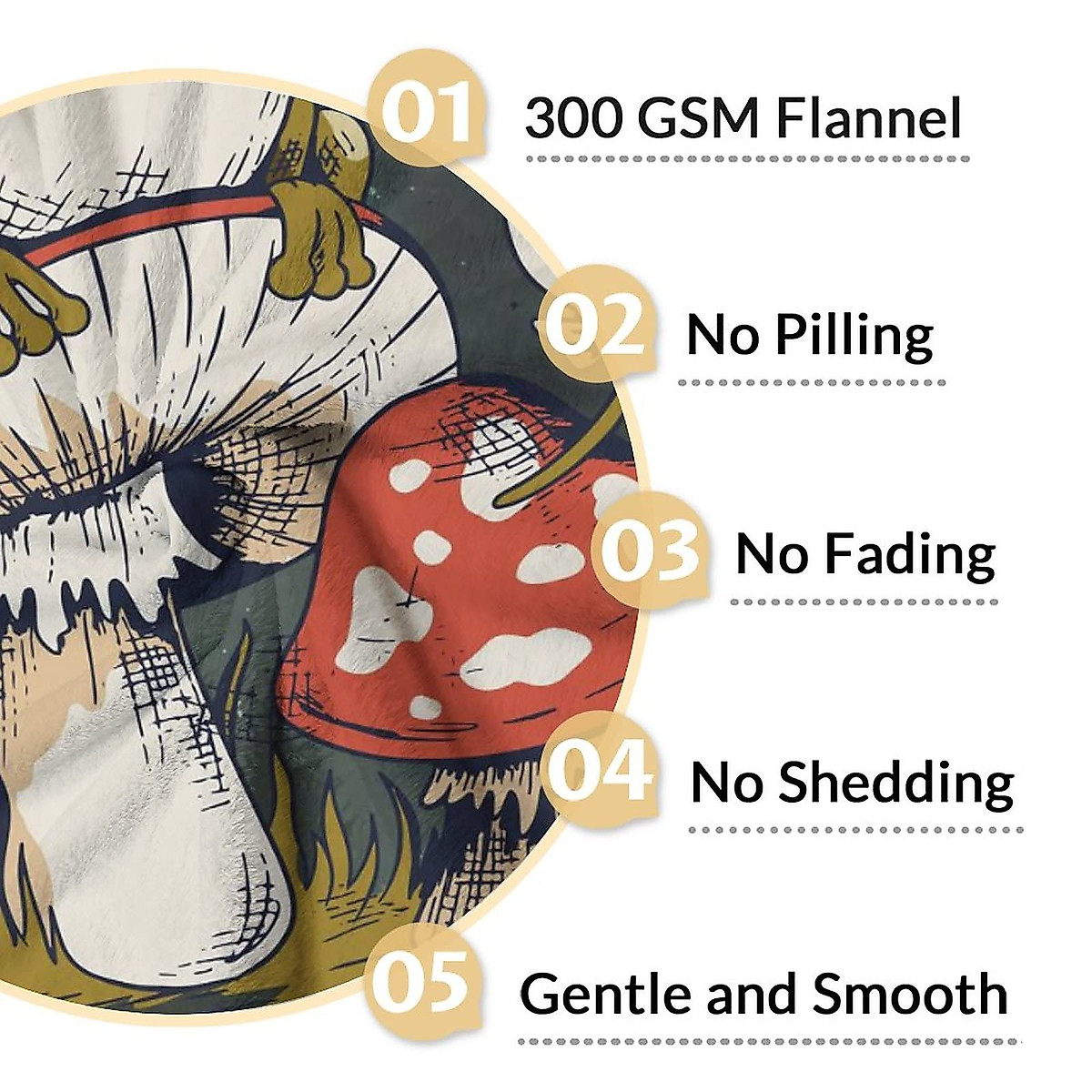 Mercuryelf Mushroom Throw Blanket - Soft, Fuzzy & Warm - 40x50 Inches Flannel Blankets for Travel, Office - Vintage Mushrooms Frog Throws Gift for Kids