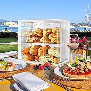 Double Layer Bread Box for Kitchen Countertop, Clear Bread Container, Large Bread Storage, Bread Boxes for Kitchen Counter