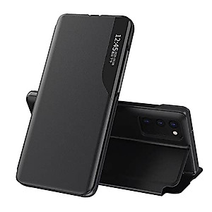 YukeTop Cover for Oppo Reno2 Z Case, with Stand, Clear Window + Leather + PC, Flip Cover, Cover Protection for Oppo Reno2 Z.(Black)