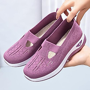 Soft Sole Orthopedic Casual Shoes Mesh up Stretch Platform Shoes Wide Width Elderly Shoes with Adjustable Closure Soft Comfortable Casual Walking Sneakers Shoes (C-PP1, 8.5)