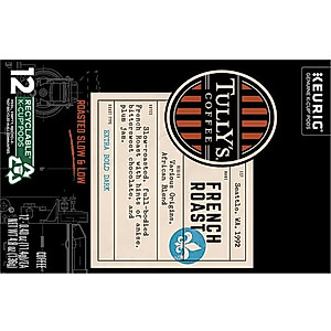 Tully's Coffee French Roast Keurig Single-Serve K-Cup Pods, Extra Bold Dark , 12 Count