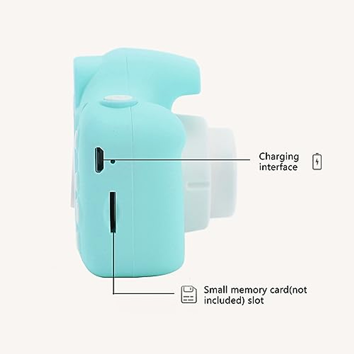 Kids Camera, Scratch Resistant Kids Digital Video Camera Auto Focus ABS & Silicone 2.4 Inch IPS Screen with Mic for Children Selfie (Green)