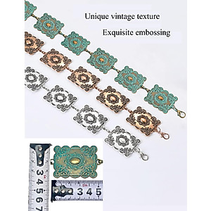 TOPACC Turquoise Concho belts for Women Western Square Teal Metal Cowgirl Boho Chain Belt for Dresses Jeans Country Concert Outfit
