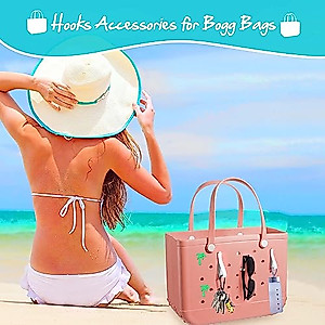 Palksky 6Pcs Inserts Hooks Accessories for Bogg Bag - Insert Charm, Cup Holder Connector, Key Holder, Sturdy and Durable Compatible with Simply Southern Rubber Beach Totes Bags