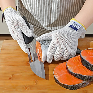 Dowellife Level 8 Reinforced Cut Resistant Gloves, Food Grade, White, Medium