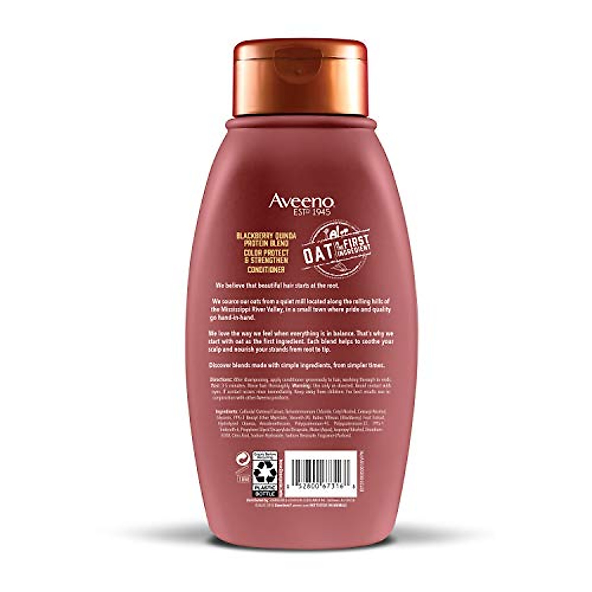 Aveeno Blackberry Quinoa Protein Blend Sulfate-Free Conditioner for Color-Treated Hair Protection, Daily Strengthening & Moisturizing Conditioner, Paraben & Dye-Free, 12 Fl Oz