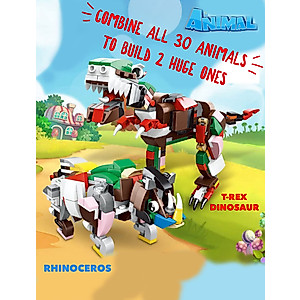 QPZ 30 Sets of Small Cute Animals (867 Pieces) Mini Horse Cat Dog Pets Safari Jungle Farm Zoo Kits, Classic Building Blocks Value Sets Compatible