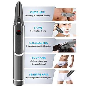 Mens Body Hair Trimmer Hair Cutting Tools Neck, Back, Facial, Beard Hair Trimmer As Seen on Tv Self Haircut Shavers for Men Long Handle Hair Cutting Comb