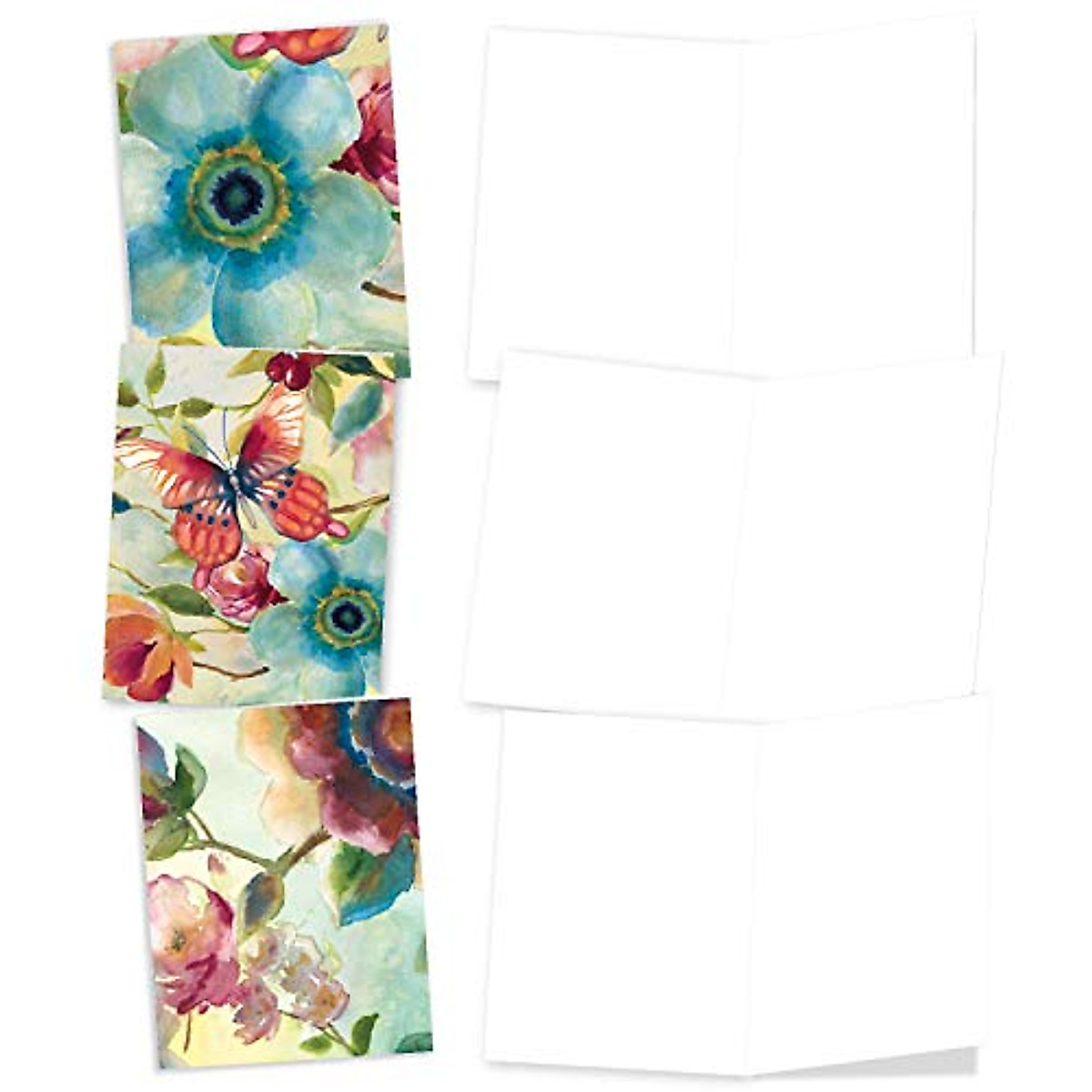 The Best Card Company - 20 Assorted Blank Plant Cards Boxed (4 x 5.12 Inch) (10 Designs, 2 Each) - Watercolor Botanicals AM3314OCB-B2x10