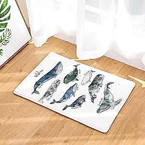 LANGUGU Home Garden Non-Skid/Slip Rubber Back Kitchen Mat Bath Rug Entrance Mat Animal Whale Deer Owl Dinosaur Rabbit Tiger Shark Whale Sloth Machine Washable Indoor Outdoor Hallway Carpet