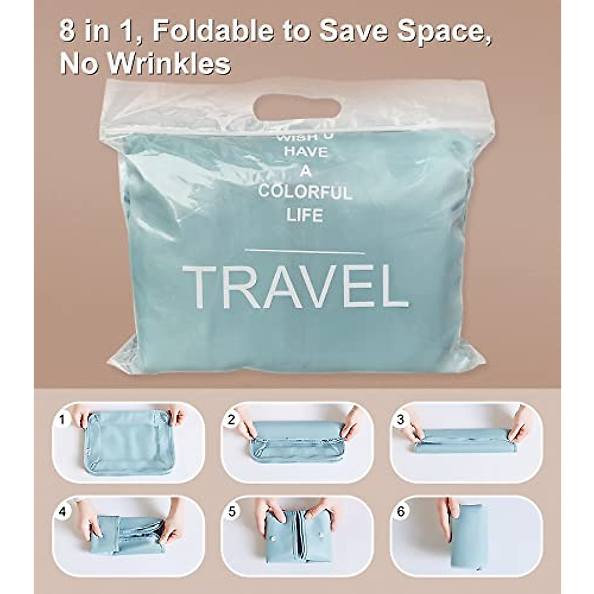 WOOMADA 8 Set Packing Cubes for Suitcases Travel Essentials Luggage Organizer for Travel Accessories Shoe Bag Tioletry Bag Laundry Bag(dark blue)