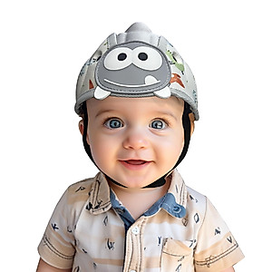 Domayllay Baby Helmet for Crawing Walking,Soft Infant Safety Helmet,Baby Helmet 1-2 Years for Anti-Fall Head Protector,Adjustable, Expandable and Breathable Toddler Walking Helmet,Grey/Purple Pink