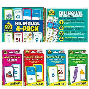 School Zone Bilingual Spanish/English Flash Card Set: Tarjetas de Índice Bilingües Español/Inglés, Alphabet, Sight Words,: Numbers 1-100, Colors & ... Immersion (Spanish) (Spanish Edition)