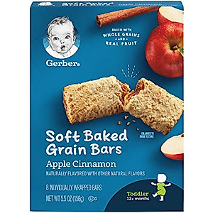 Gerber Soft Baked Grain Bars, Apple Cinnamon, 8 Individually Wrapped Bars/Box (Pack of 4)