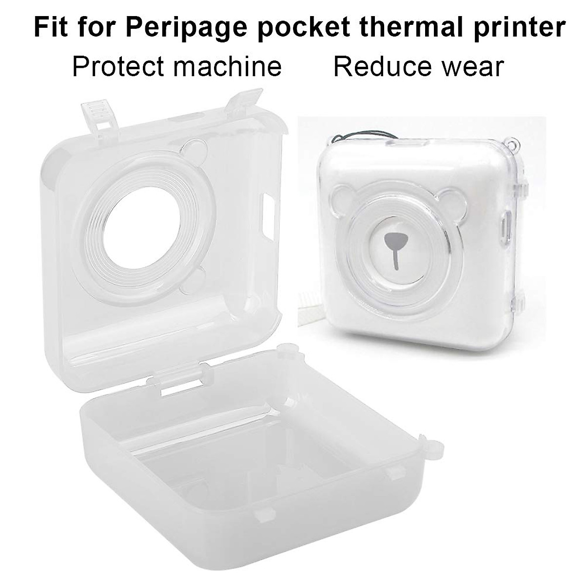 Printer Protective Case, Pocket Printer Protective Shell Pocket Printer Case Printer Accessory Shockproof Travel Protective Case for Peripage Pocket Printer Accessory（Transparent/Pink）