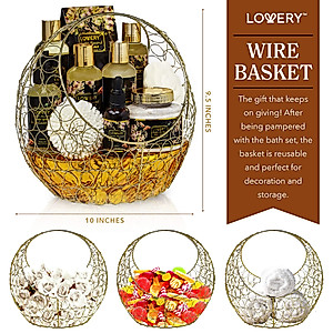 Valentines Gift Basket, Bath and Body Gift Basket For Women and Men – Sweet Almond Home Spa Set with Fragrant Body Lotions, Bath Bombs, Gold Candy Dish & Much More - 11 Piece Set, Care Package for Mom