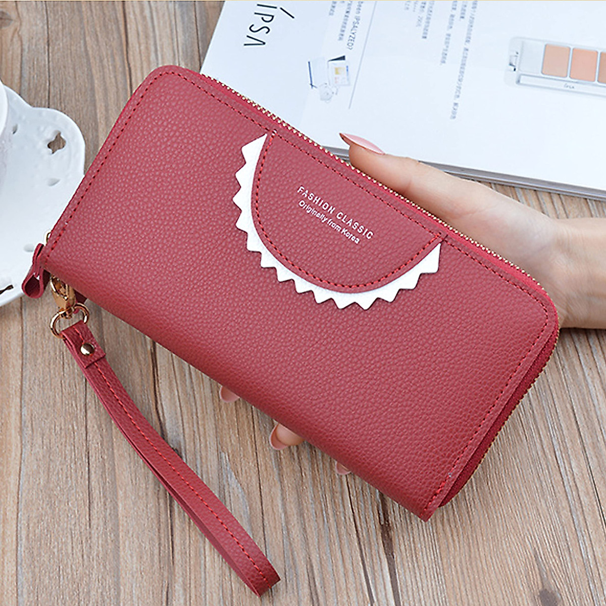 LCLWIN Lifecool RFID Wallets for Women PU Leather Blocking Zip Phone Case