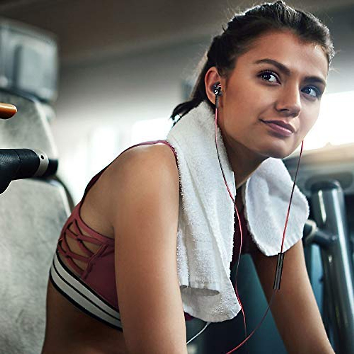 [Upgrade] inOpera Audio A1 Headphones Wired Earbuds in-Ear Noise Isolating Heavy Deep Bass Earphones with Microphone and Volume Control for Workout Sports Jogging Gym (Red/Black)