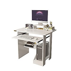 ALISENED Home Office Computer Desk with Monitor Stand Keyboard Tray, 29.5 Inch Study Writing Desk Small PC Laptop Table with Storage Shelves, Modern Workstation for Small Spaces Save Space