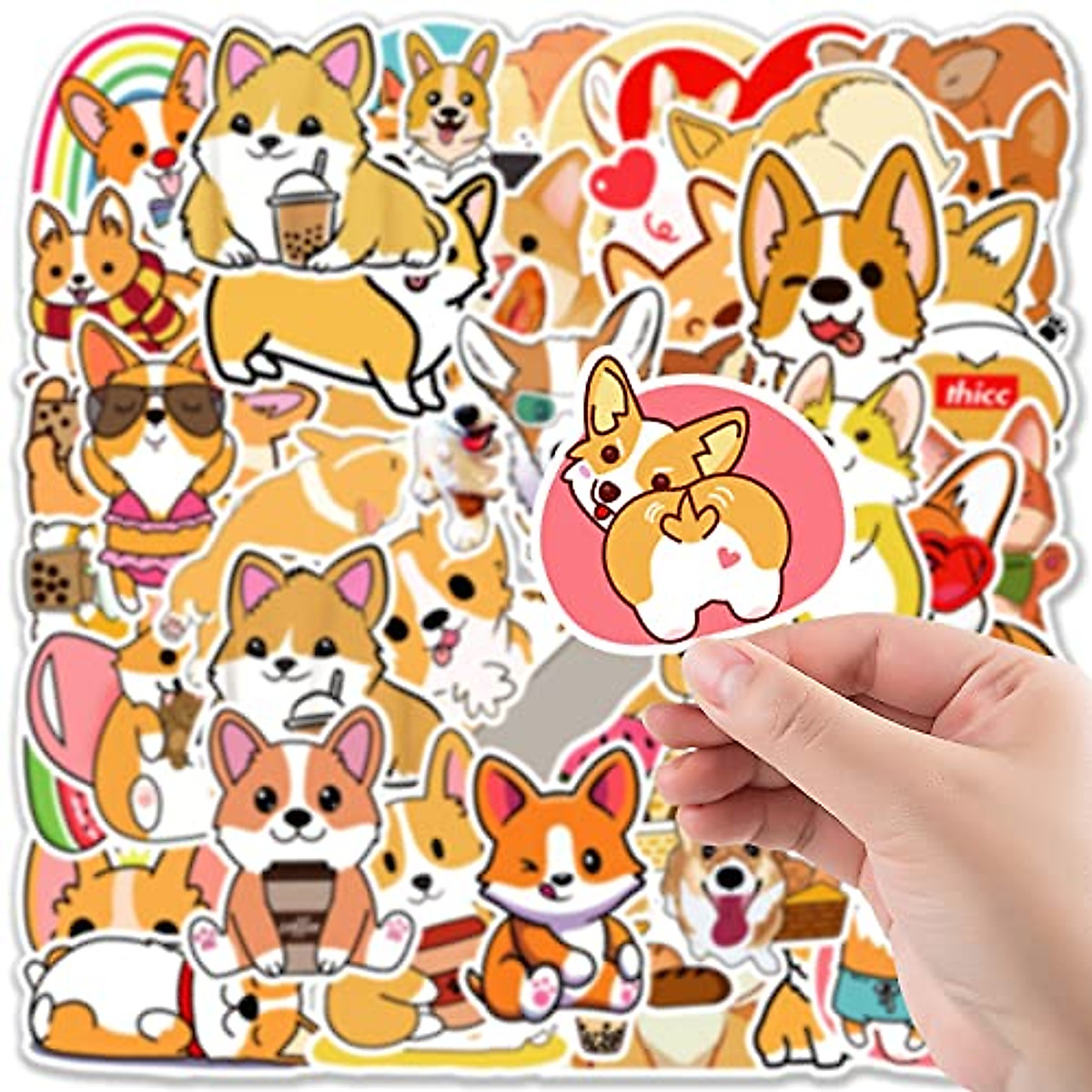 Bastban Cute Dog Stickers, Vinyl Waterproof Stickers for Hydroflask Water Bottles Laptop Tablet Phone, Dog Stickers for Kids Teens Adults (Corgi Stickers)