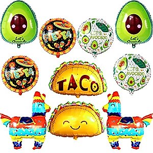 KatchOn, Fiesta Balloons for Fiesta Party Decorations - Giant 39 Inch, Pack of 10 | Llama Balloons, Taco Balloons for Mexican Party Decorations | Taco Party Decorations | Cinco De Mayo Decorations