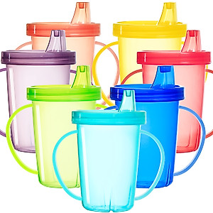Youngever 8 Pack Kids Sippy Cups with Handle, Sippy Cups for Infant, Kids, Toddler, 8 Assorted Color Sippy Cups