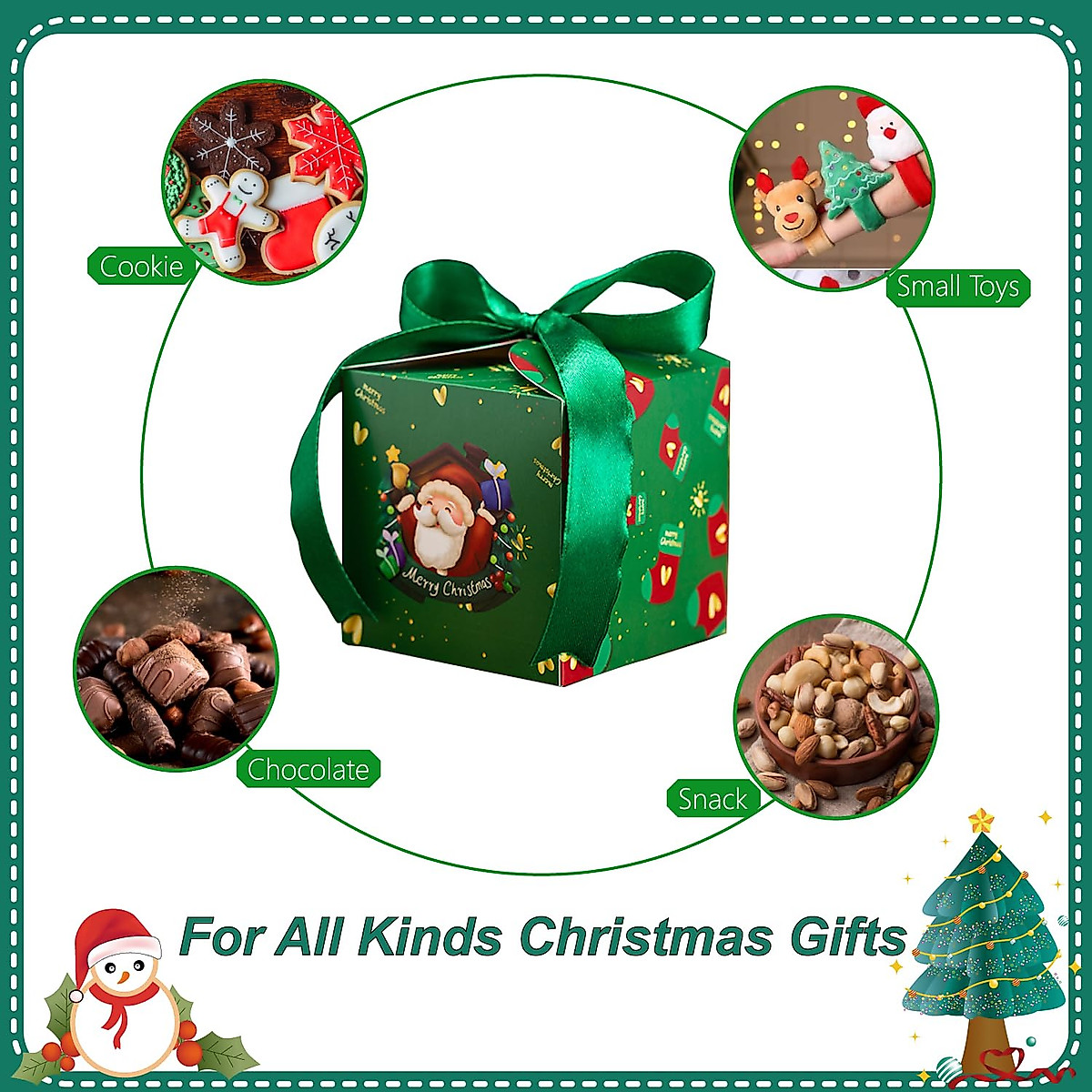 Christmas Gift Boxes Treat Cookie Favor Party Stacking Set with Lids Merry Christmas Goodie Paper Box Small Size Bow Bulk for Chirldren Mini Wrap Decorative Candy Holiday Santa Presents Bags Giving