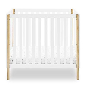 Delta Children Gio Mini Crib with 2.75" Mattress Included, Bianca White/Natural