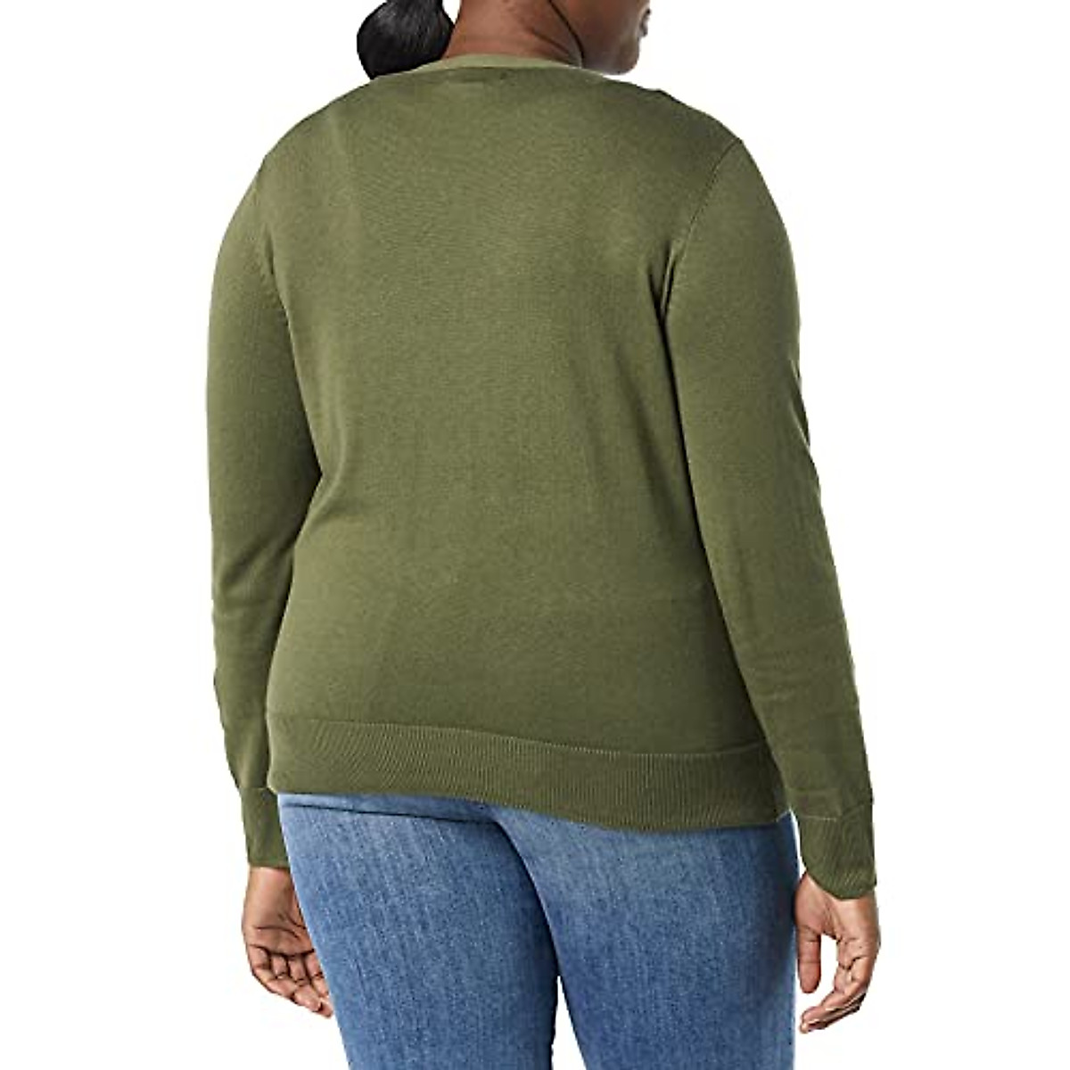 Amazon Essentials Women's Lightweight V-Neck Cardigan Sweater (Available in Plus Size), Olive, Medium