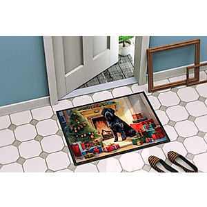 Caroline's Treasures DAC2619MAT Bouvier des Flandres Cozy Christmas Doormat Front Door Mat Indoor Outdoor Rugs for Entryway, Non Slip Washable Low Pile, 18H X 27W