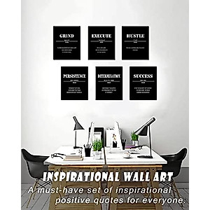 Drsoum Inspirational Office Wall Art - Motivational Wall Decor - Quotes Wall Art for Living Room - Encouraging Canvas Posters for Bedroom - Sayings for Wall Decor - 8” x10” x6 PCS (FRAMED)