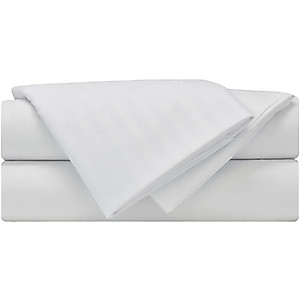 Queen White Stripe Sheet Set - Luxury Hotel Quality 1500 Thread Count Bedding Sheets & Pillowcases - Ultra Soft Breathable & Cooling Bed Sheets - 4 Piece Organic Cotton 6" Deep Pocket