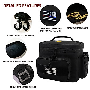 Lunch Box for Men, Tactical Lunch Bag with Ice Pack,MOLLE Webbing Insulated Lunch Cooler Women Adult,Reusable Lunch Tote with Adjustable Shoulder Strap for Work Fishing Camping Picnic,Black