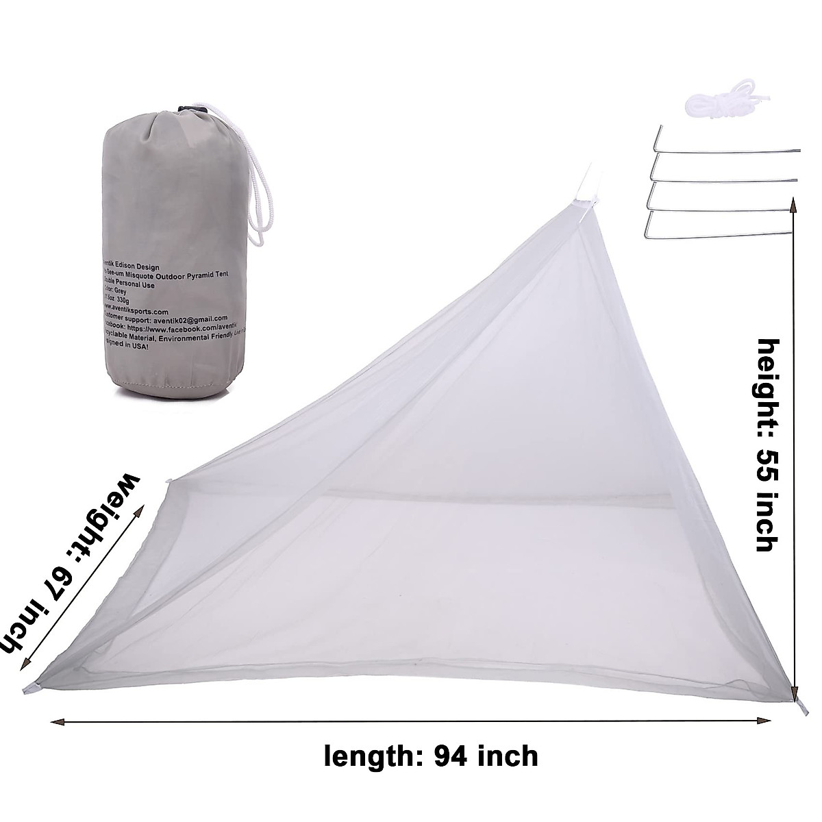 No-See-Um Camping Mosquito Net Bed Compact and Ultra-Light for Travel，Finest Holes Mesh 2000 Noseeum Netting for Camping and Hiking, Without Sleeping Mat (Double Light Grey Color)