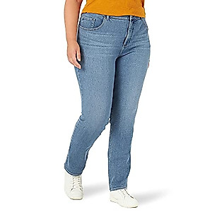 Lee Women's Size Ultra Lux Mid-Rise Slim Fit Straight Leg Jean, Junction, 22 Plus Petite