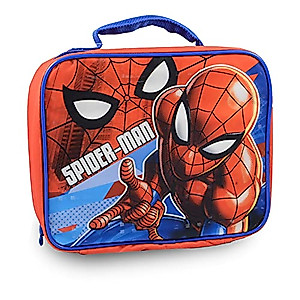 Kids Spiderman Backpack Set ~ 5 Pc Bundle with Deluxe 16 Inch Marvel School Bag, Lunchbox, Water Pouch, 200 Stickers and More (Superhero School Supplies for Boys and Girls)