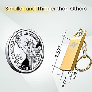 Imphomius 128GB Metal USB 2.0 Flash Drive with Keychain Waterproof and Dustproof Thumb Drive exFAT Memory Stick 128 GB Jump Drive for Storage and Backup, Gold