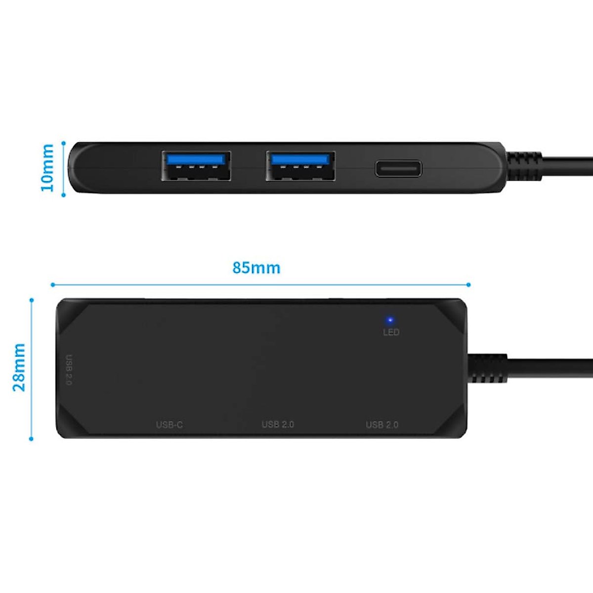 USB C Hub 4-Port Splitter Expansion Cable Adapter Compatible with USB 2.0/1.2/1.0 Supports commonly Used USB Devices Such as Mouse and Keyboard, USB Fan