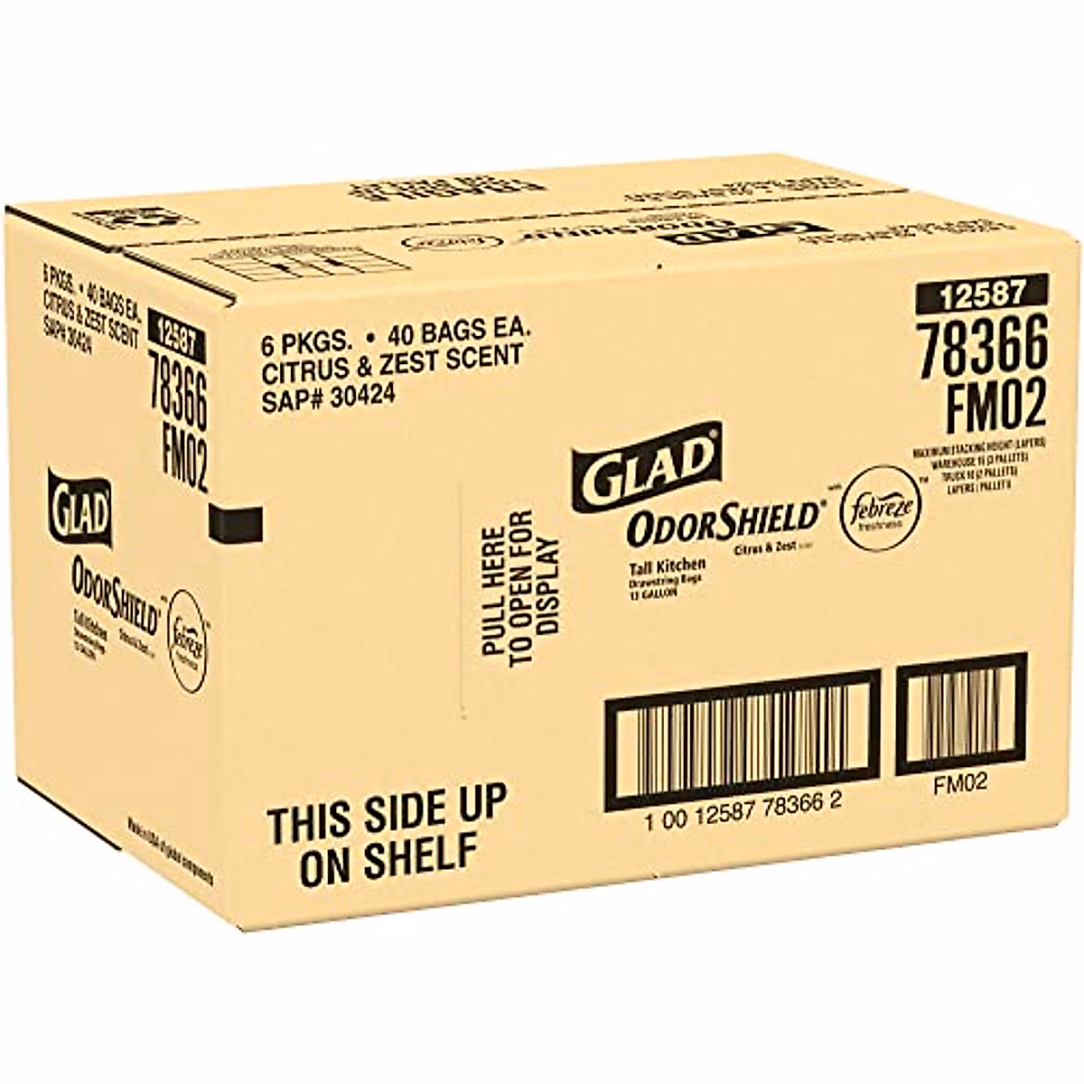 GLAD ForceFlex Tall Drawstring Trash Bags, 13 Gallon White Trash Bags for Tall Kitchen Trash Can, Gain Original Scent to Eliminate Odors, 100 Count - Packaging May Vary