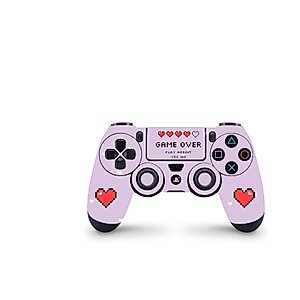 ZOOMHITSKINS Compatible with PS4 Controller Skin, Gaming Hearts Purple Red Cute Kawaii, Durable, Vinyl, Made in The USA